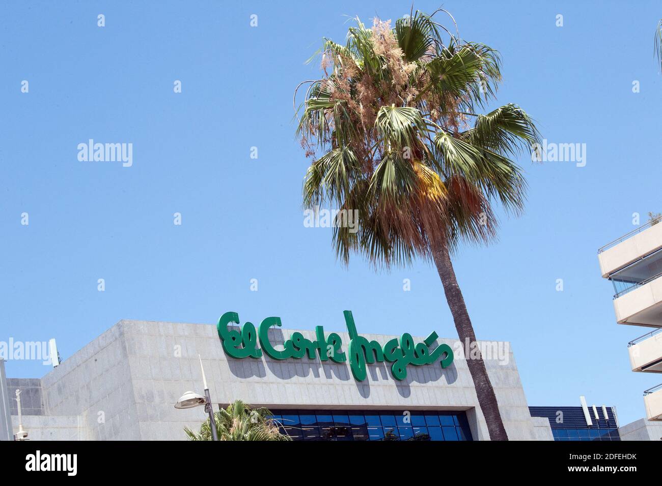 A shop sign of El Corte Ingles, on July 7, 2020 in Marbella, Spain ...