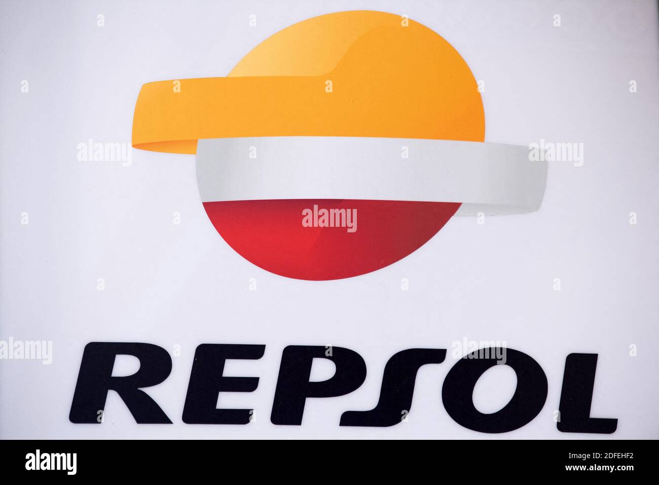 A shop sign of REPSOL, on July 7, 2020 in Marbella, Spain. Photo by ...