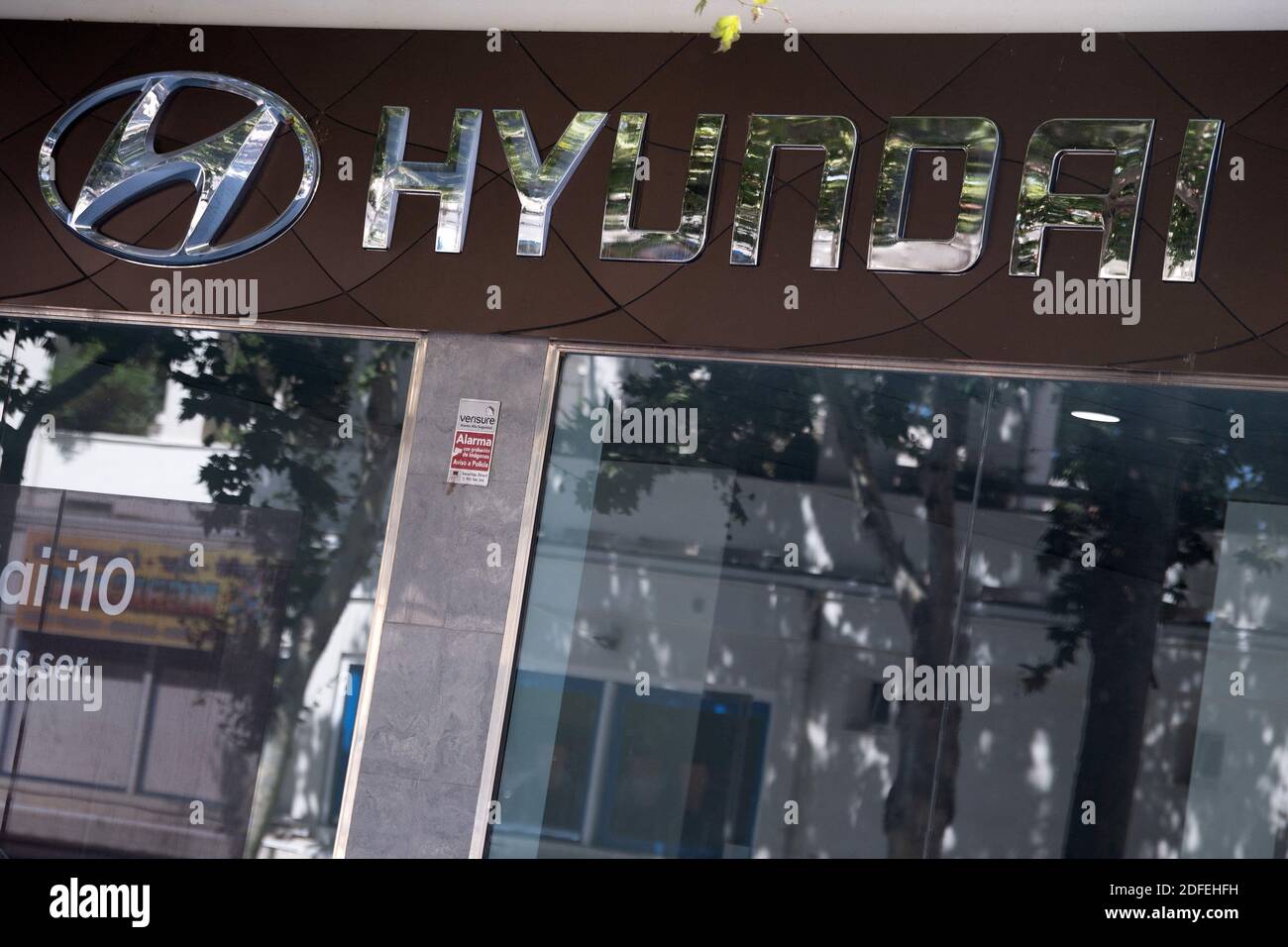 A shop sign of HYUNDAI, on July 7, 2020 in Marbella, Spain. Photo by ...