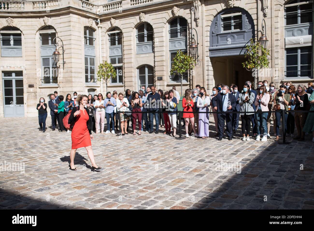New French Environment Minister Barbara Pompili arrives for the ...