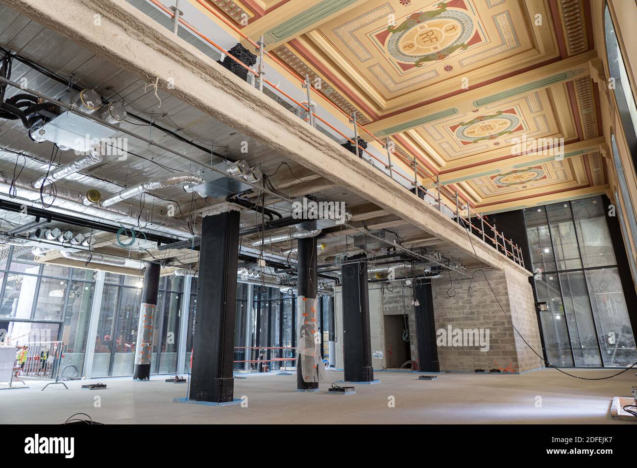 A hall of the Poste du Louvre building that is under renovation ...