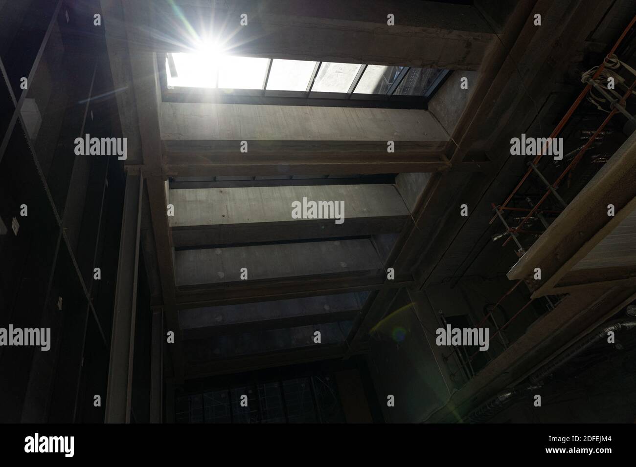 A hall of the Poste du Louvre building that is under renovation ...