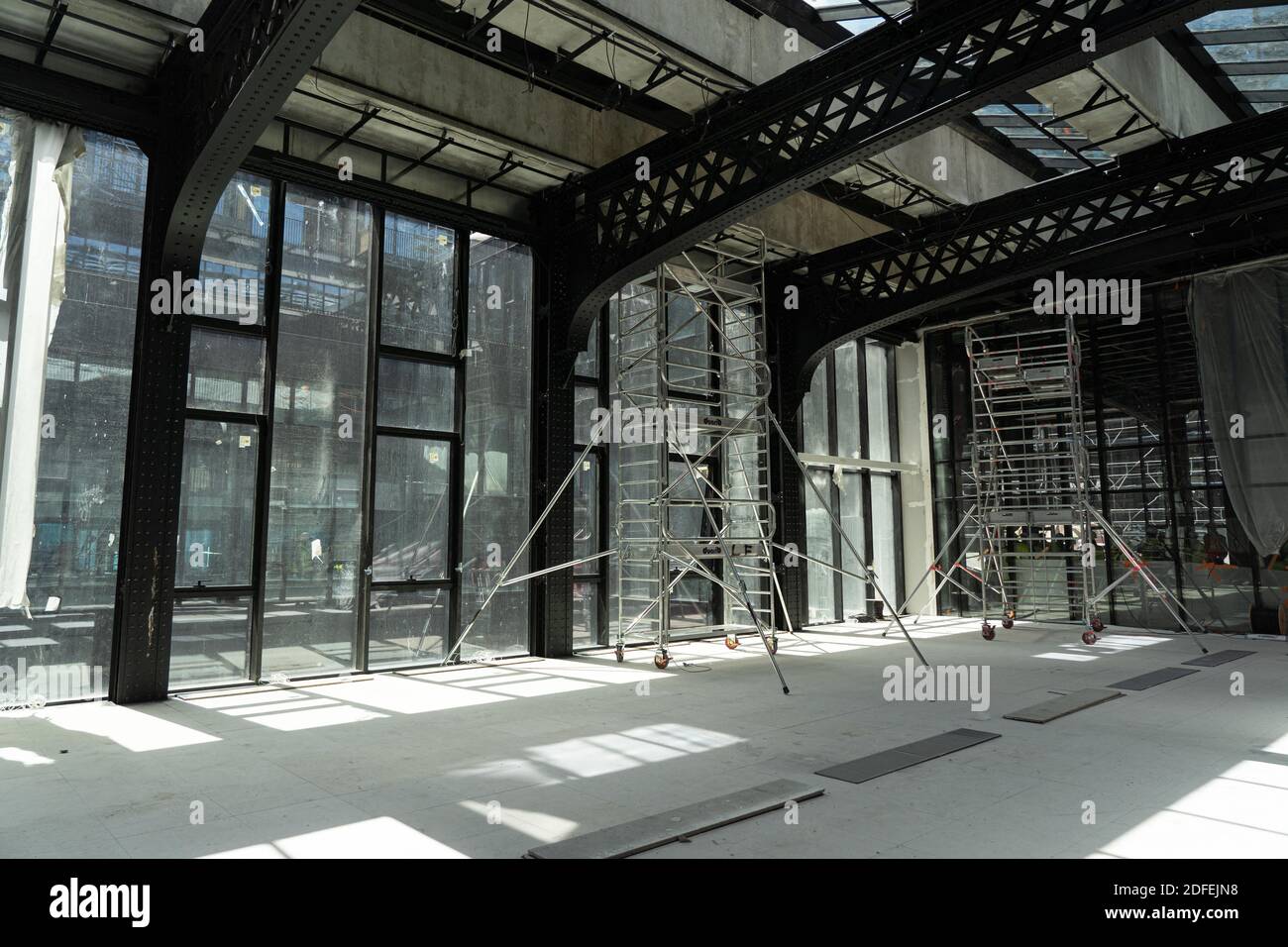 A hall of the Poste du Louvre building that is under renovation ...