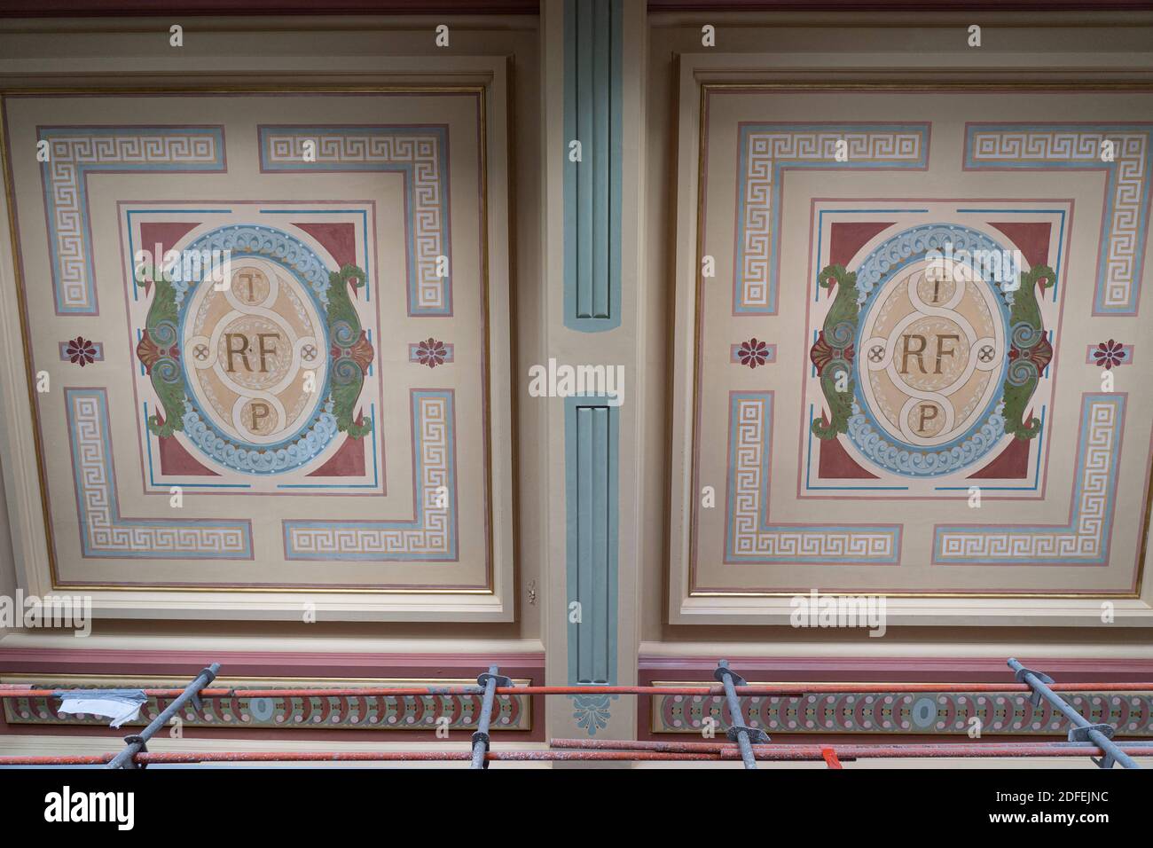 A hall of the Poste du Louvre building that is under renovation ...
