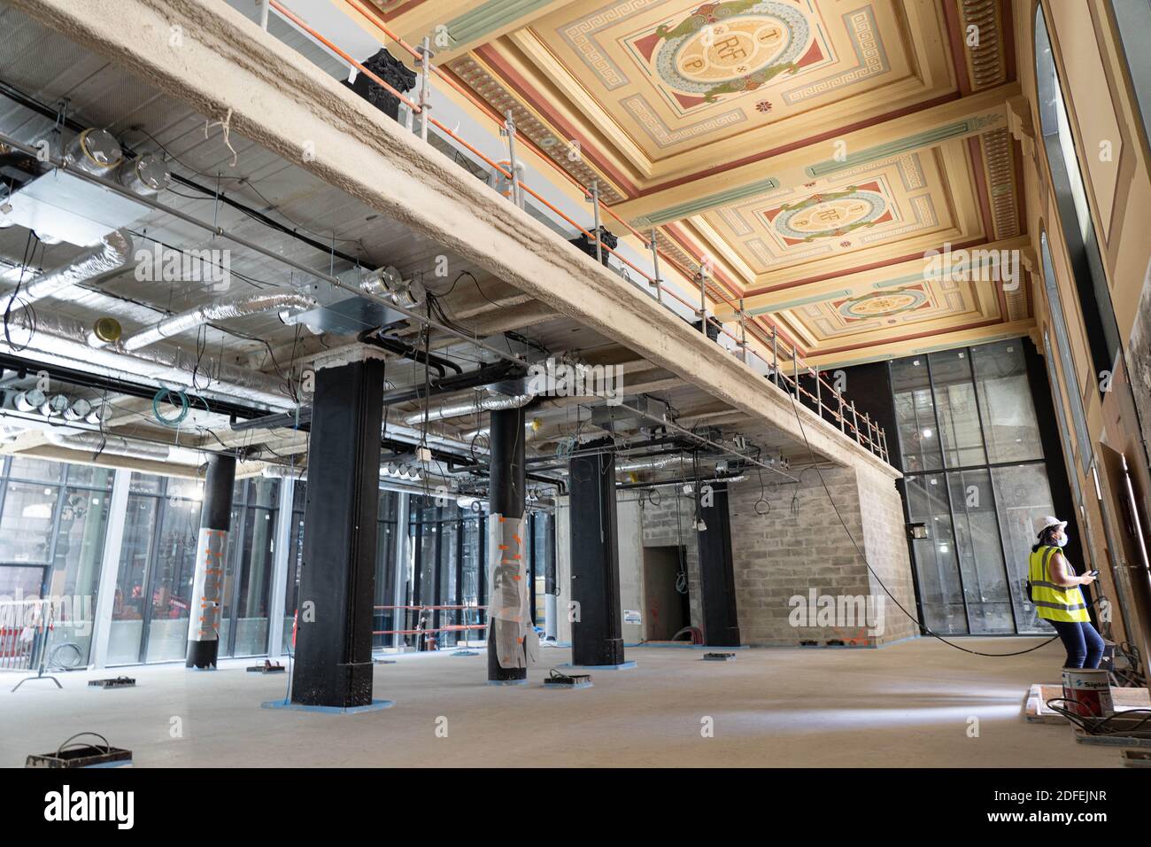 A hall of the Poste du Louvre building that is under renovation ...
