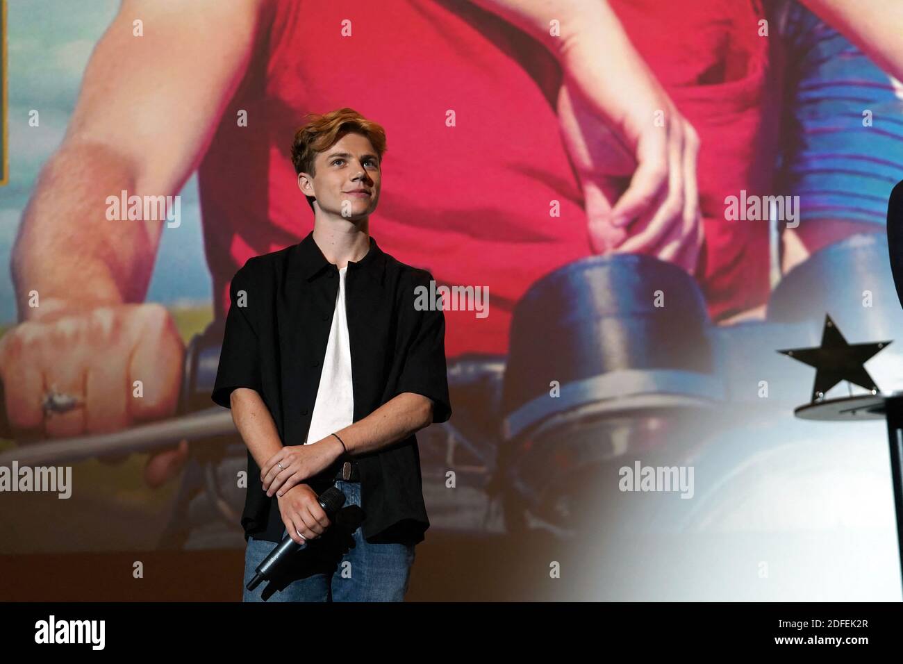 Director Francois Ozon and actor Felix Lefebvre attend the premiere of ...