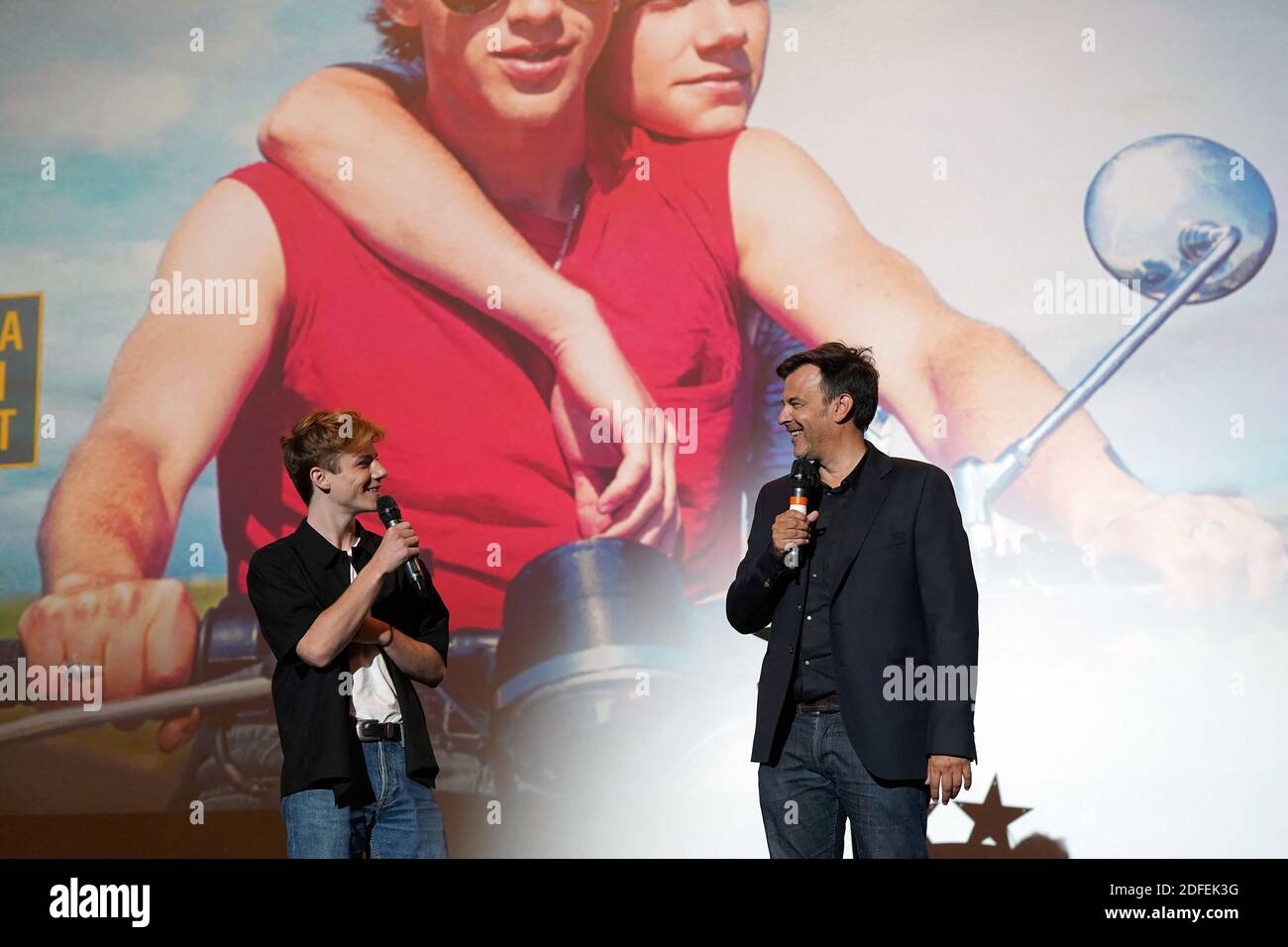 Director Francois Ozon and actor Felix Lefebvre attend the premiere of ...