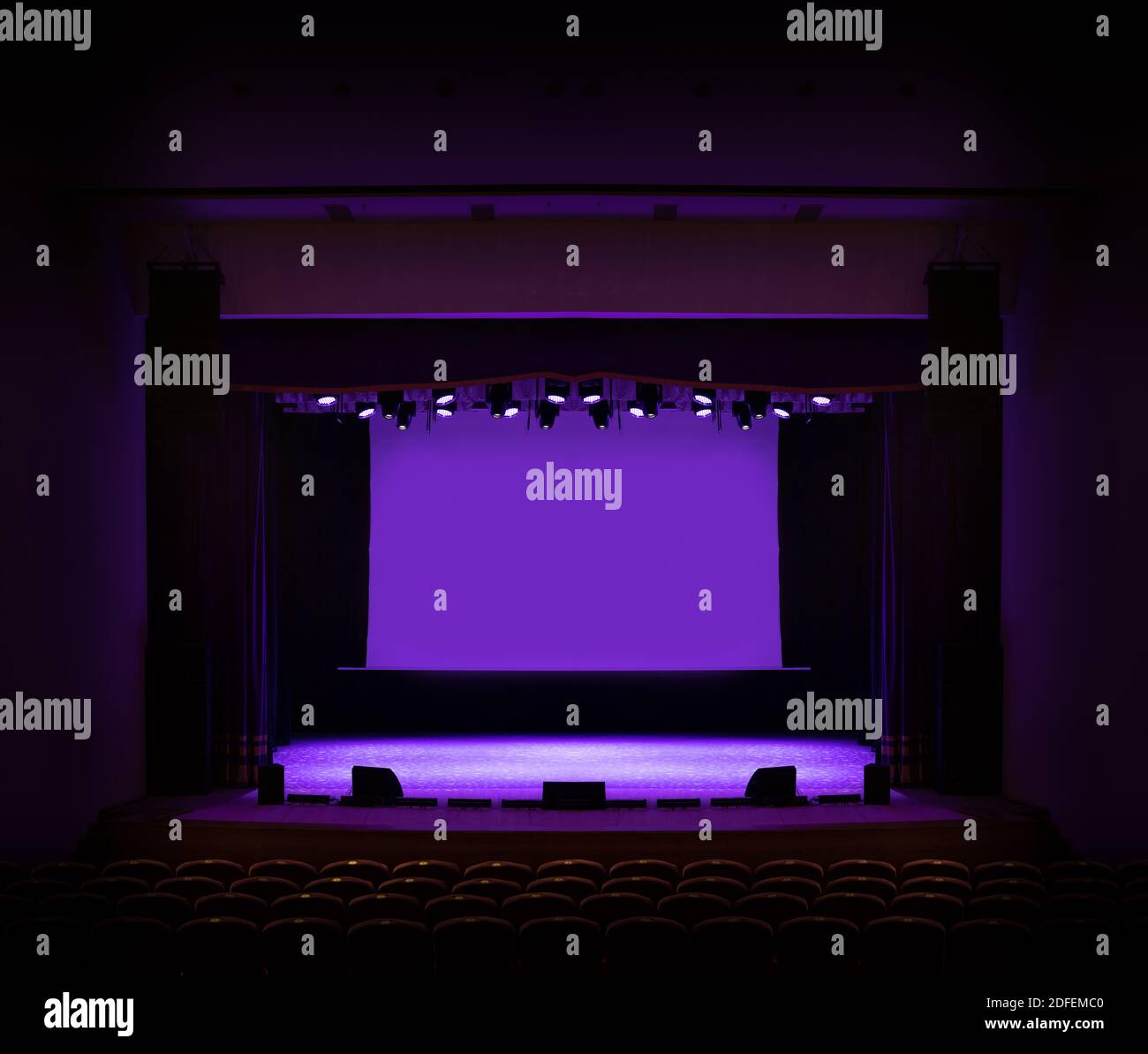 Theatrical scene without actors, scenic light and screen Stock Photo ...