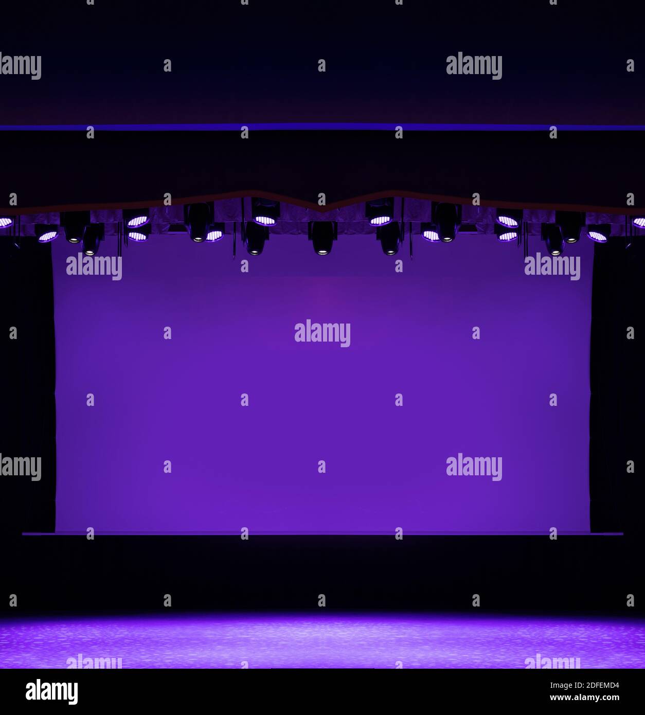Theatrical scene without actors, scenic light and screen Stock Photo ...