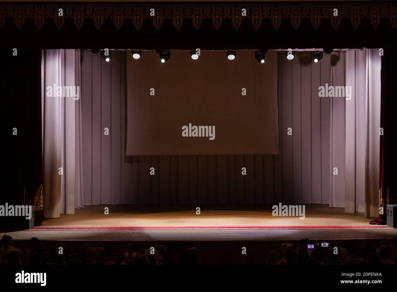 Theatrical scene without actors, scenic light and screen Stock Photo ...