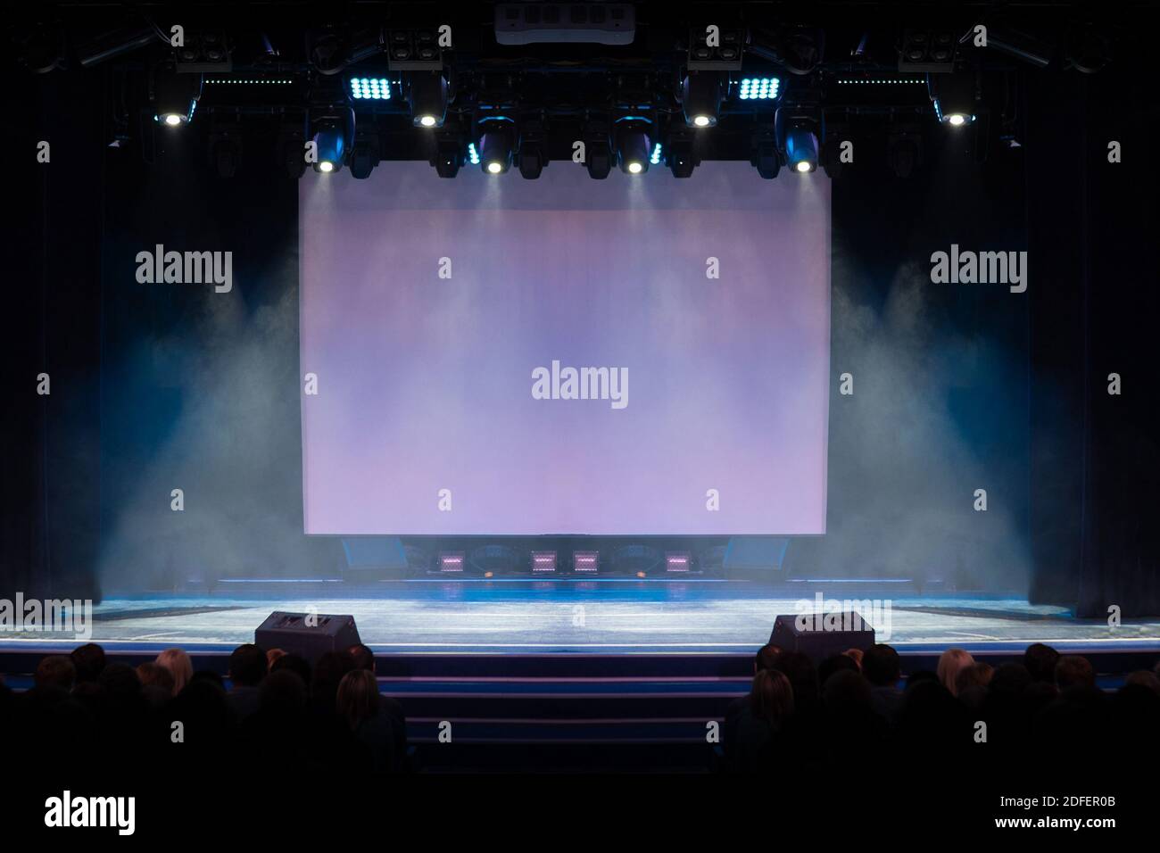 Theatrical scene without actors, scenic light and smoke Stock Photo - Alamy