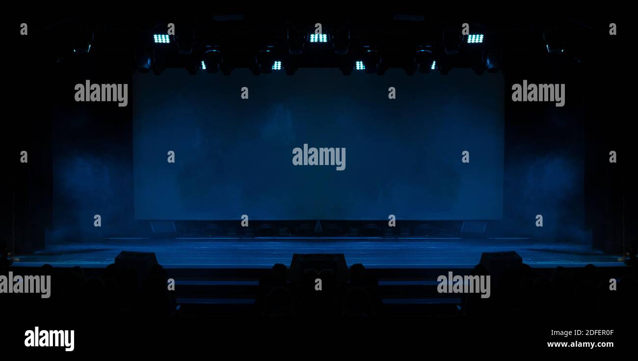 Theatrical scene without actors, scenic light and smoke Stock Photo - Alamy