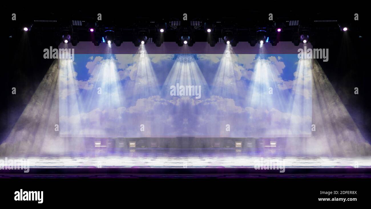 Theatrical scene without actors, scenic light and smoke Stock Photo - Alamy