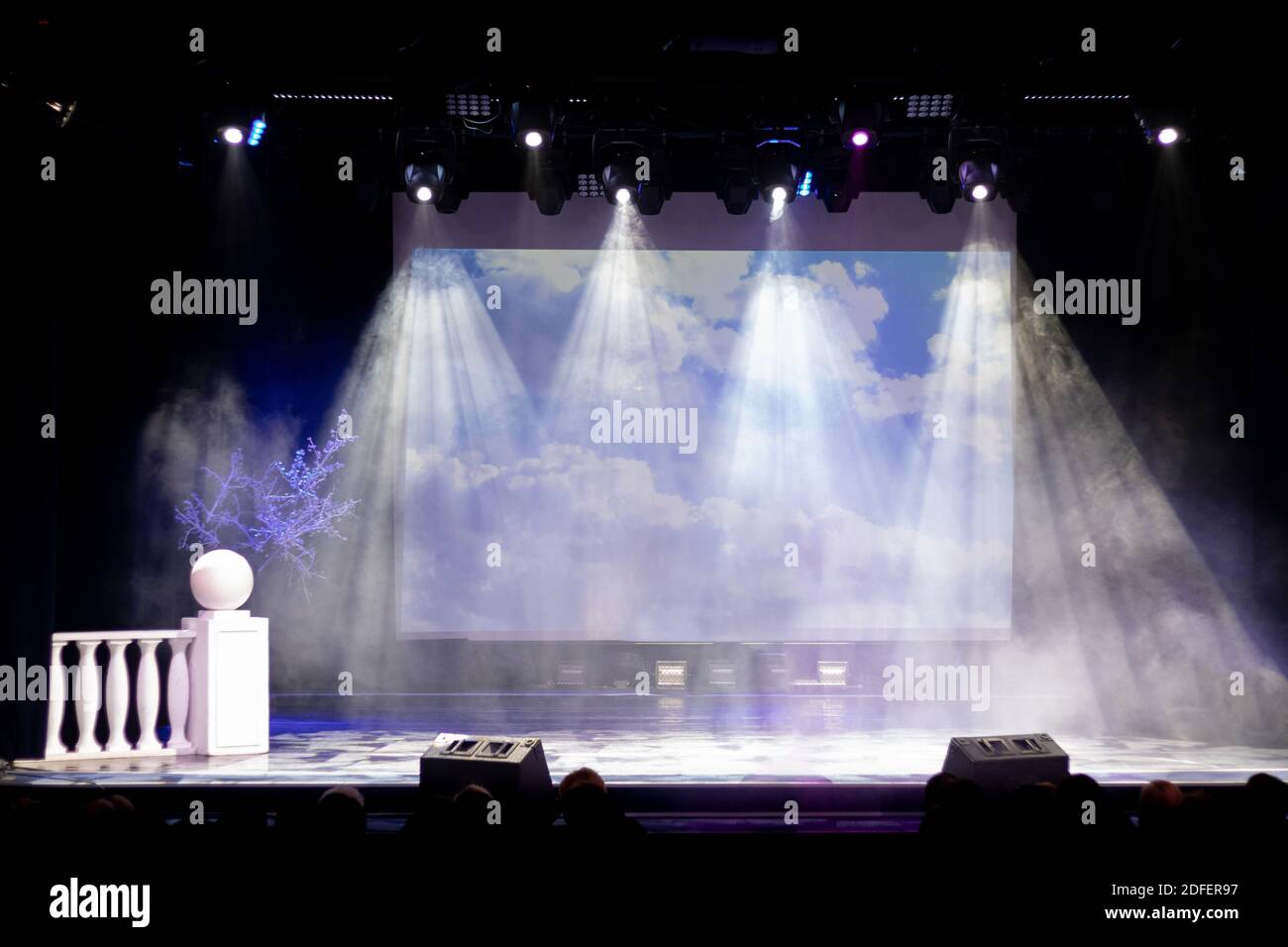 Theatrical scene without actors, scenic light and smoke Stock Photo - Alamy