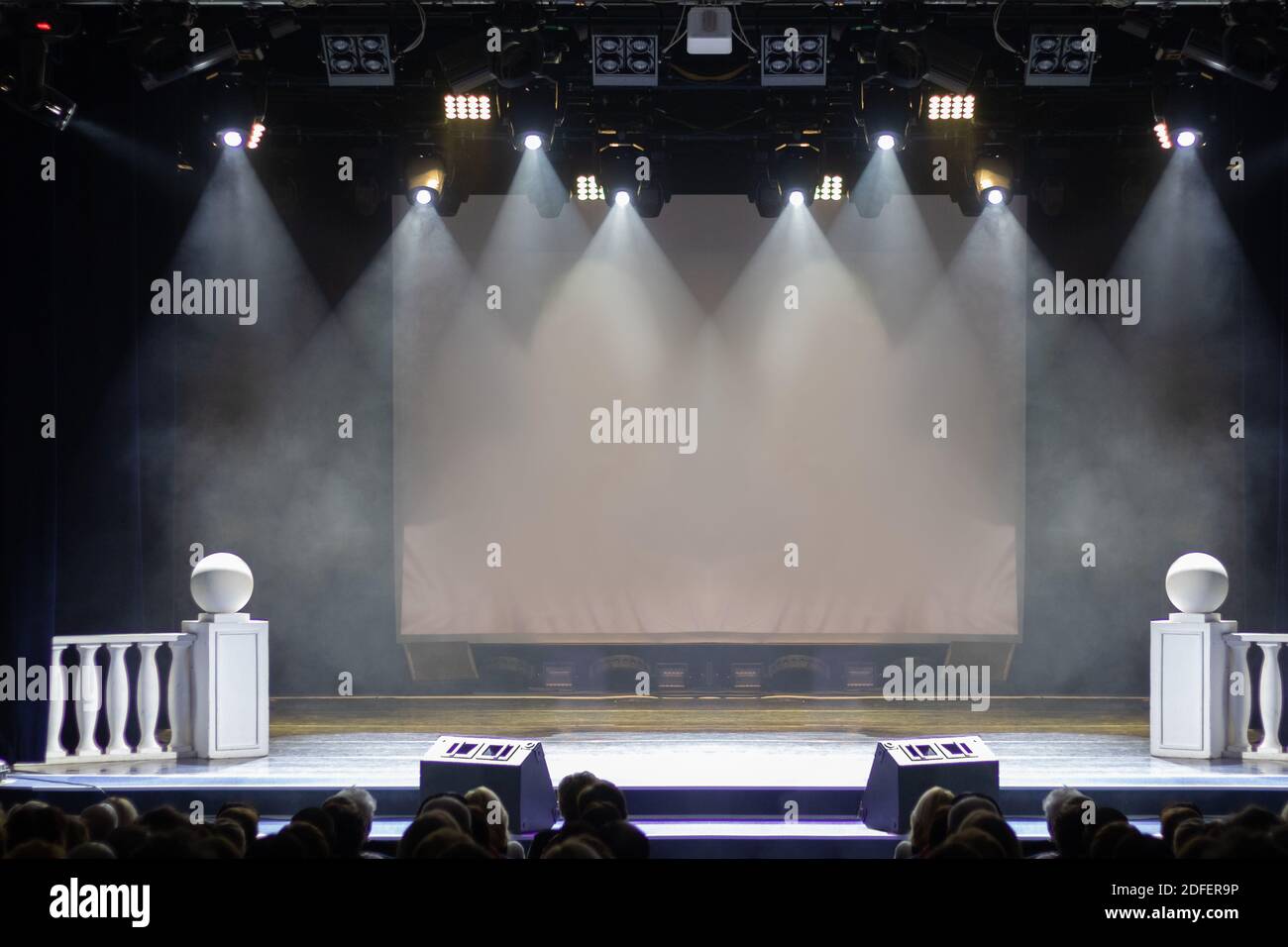 Theatrical scene without actors, scenic light and smoke Stock Photo - Alamy