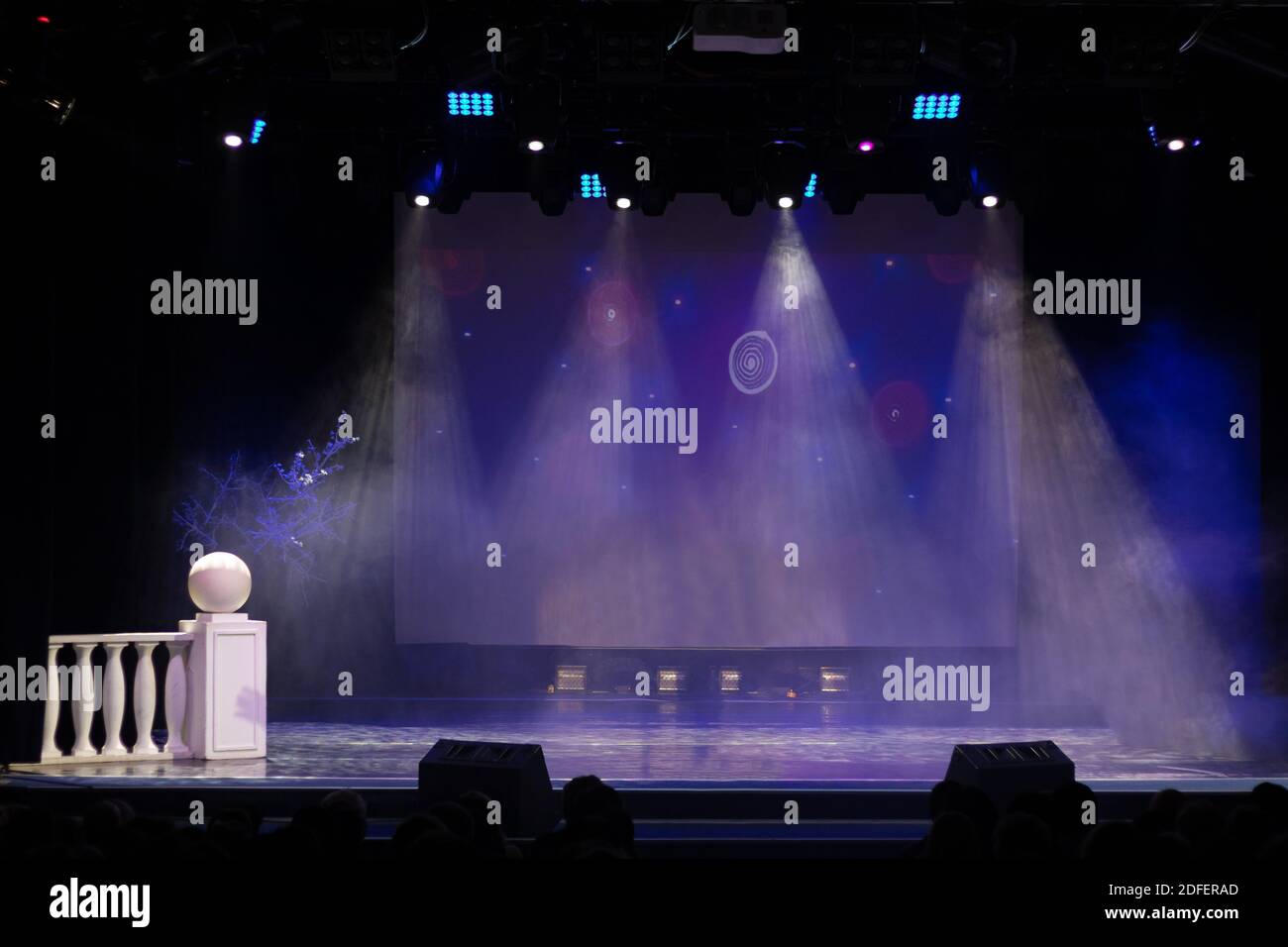 Theatrical scene without actors, scenic light and smoke Stock Photo - Alamy