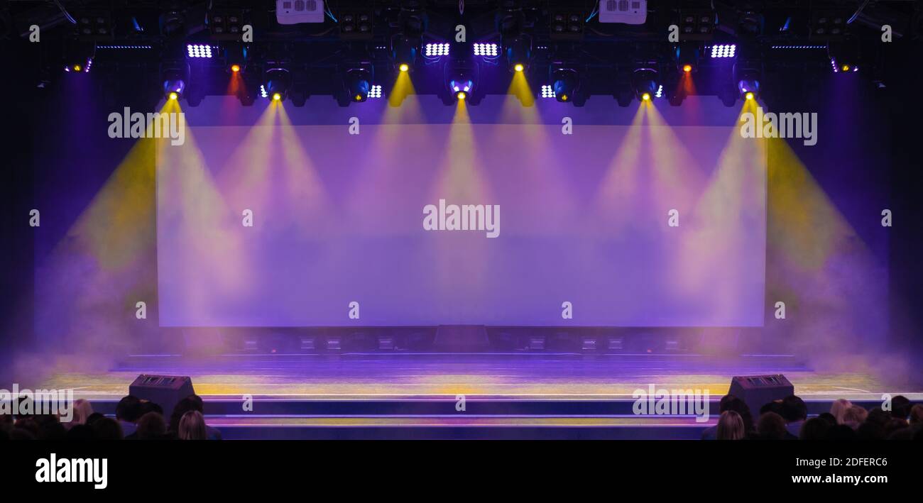 Theatrical scene without actors, scenic light and smoke Stock Photo - Alamy