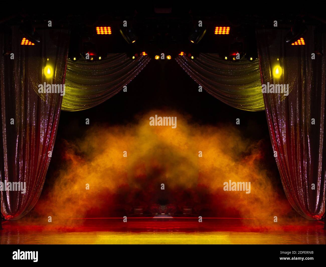 Theatrical scene without actors, scenic light and smoke Stock Photo - Alamy