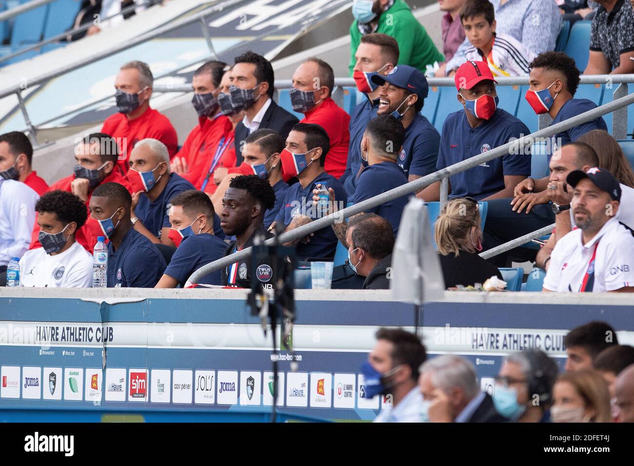 Neymar Jr, Kylian Mbappe, Angel Di Maria of Paris Saint-Germain and ...