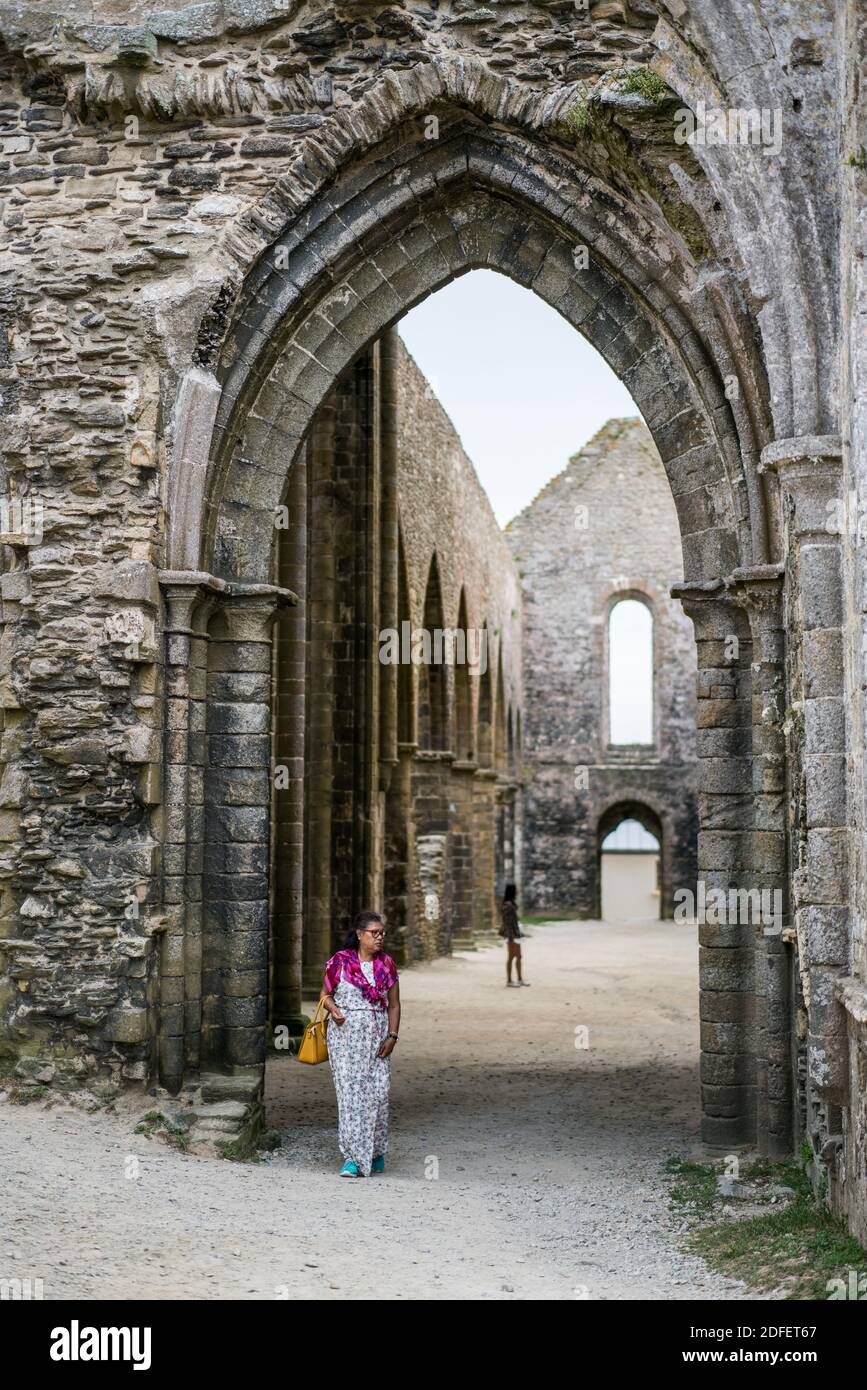 Exterior of the Saint-Mathieu monastery and lighthouse, Brittany ...