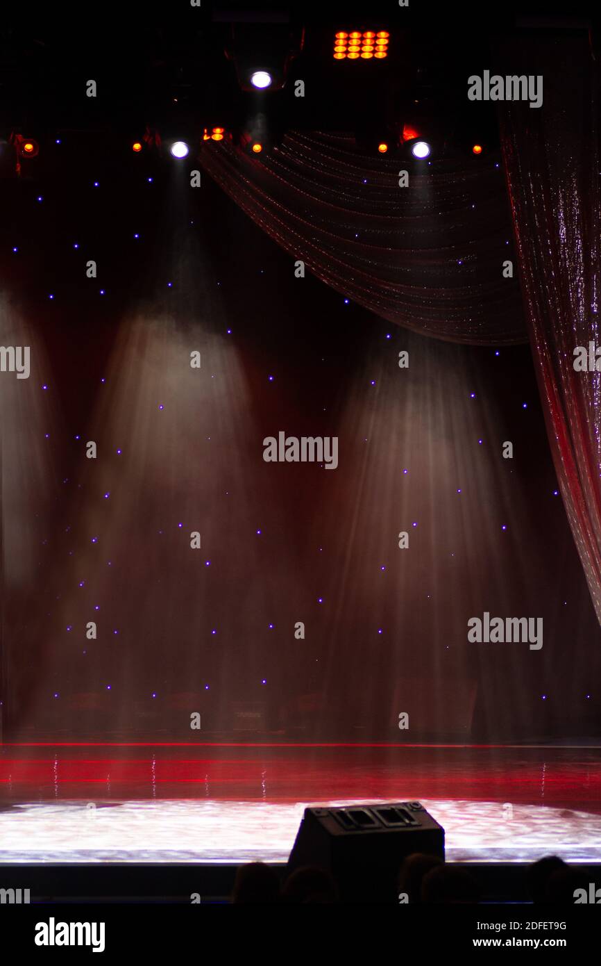 Theatrical scene without actors, scenic light and smoke Stock Photo - Alamy