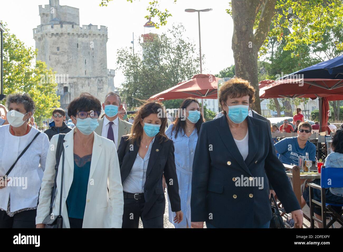 Culture Minister Roselyne Bachelot, wearing a face mask, visits the ...
