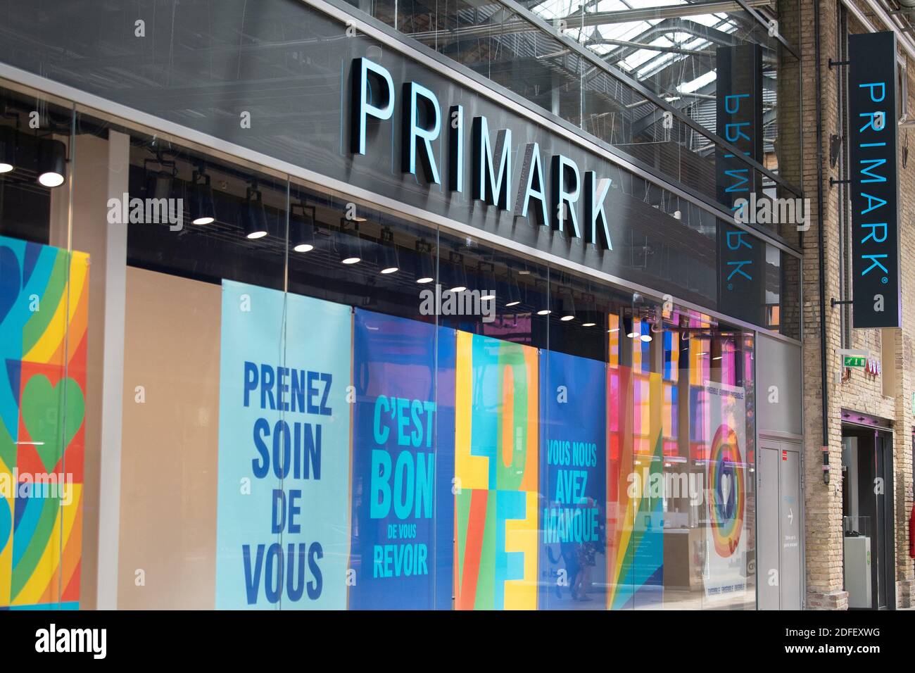 A shop sign of PRIMARK, on July 12, 2020 in Le Havre, France. Photo by ...