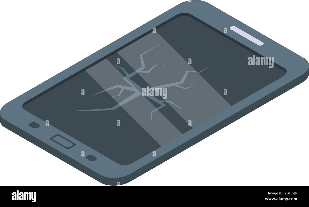 Tablet repair screen broken icon. Isometric of tablet repair screen ...