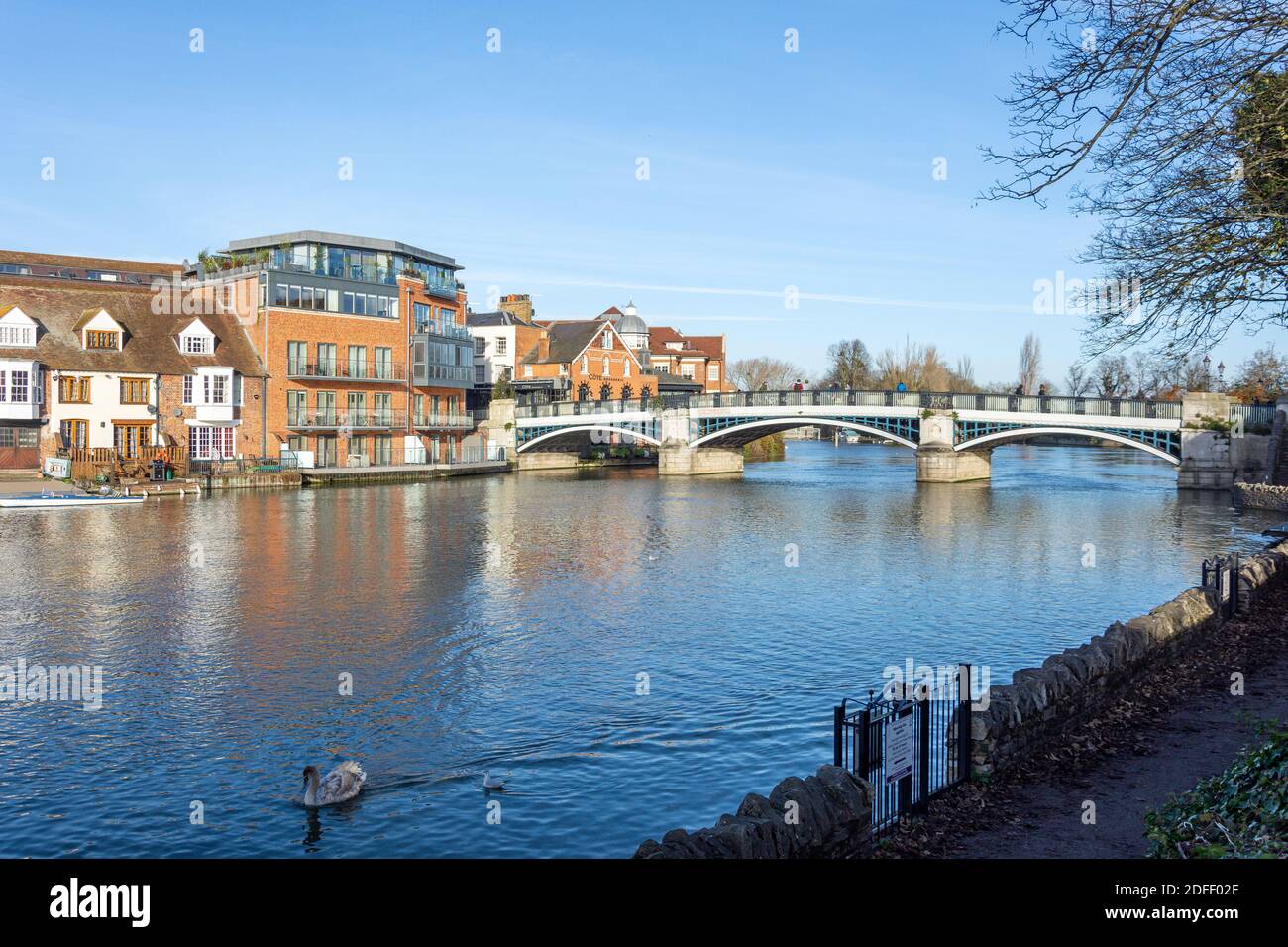 Eton riverside apartments across River Thames, Eton, Berkshire, England ...