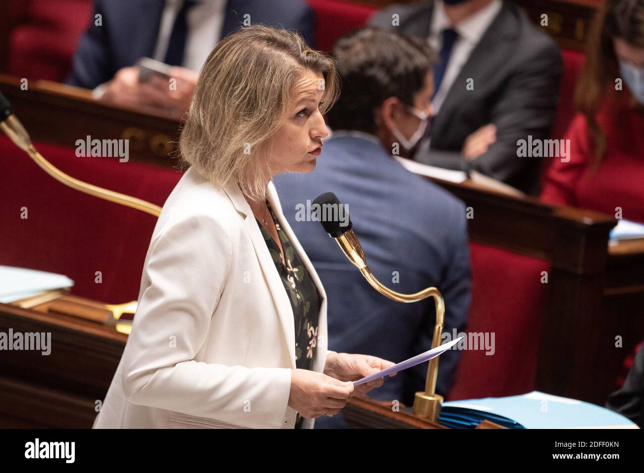 French Ecological Transition Minister Barbara Pompili attends a session ...