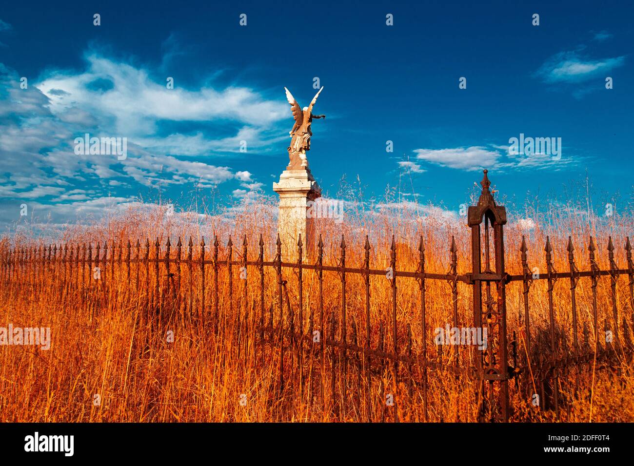 The backside of the marble angel at the Smith Cemetery outside of ...