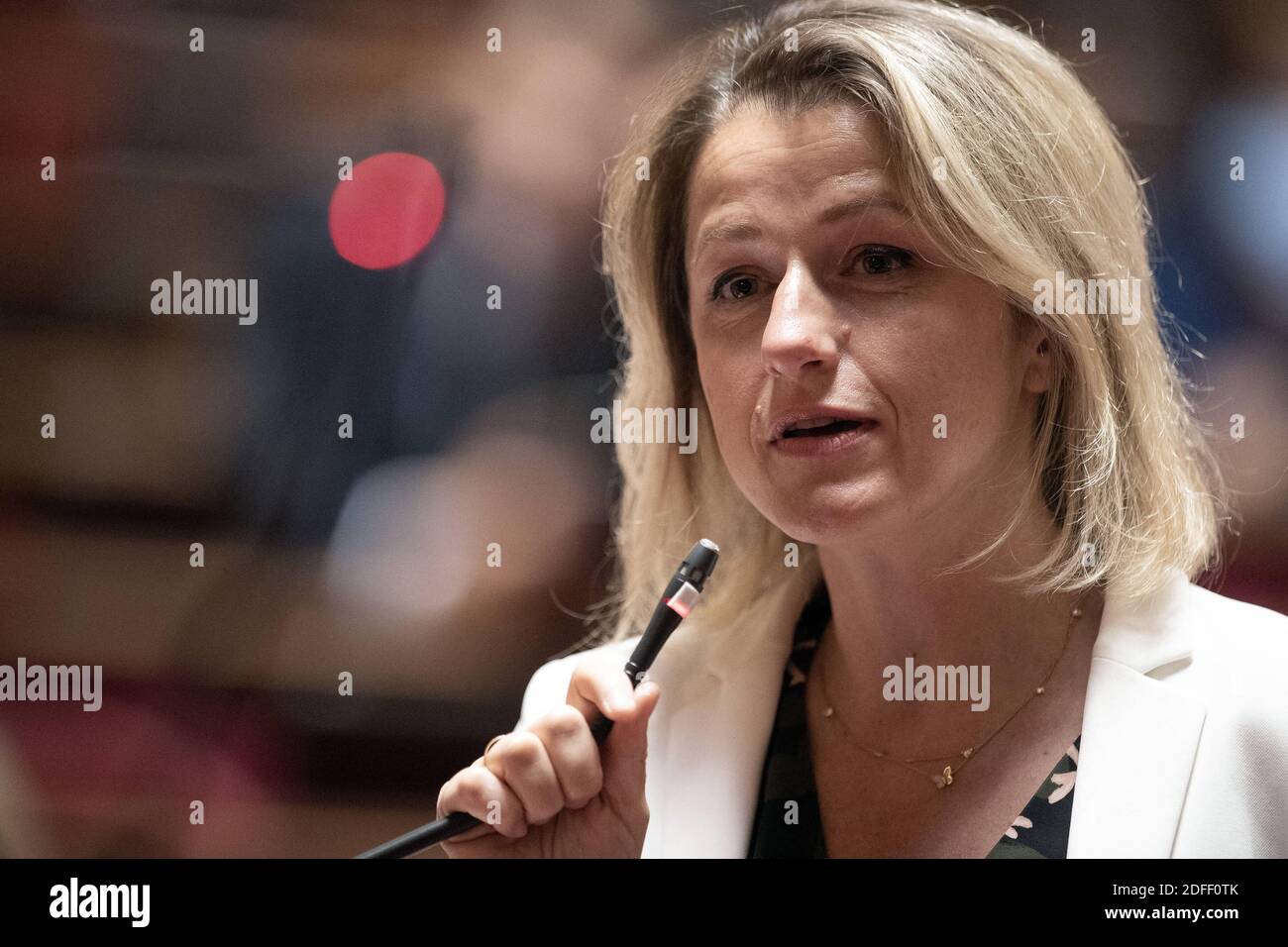 French Ecological Transition Minister Barbara Pompili attends a session ...
