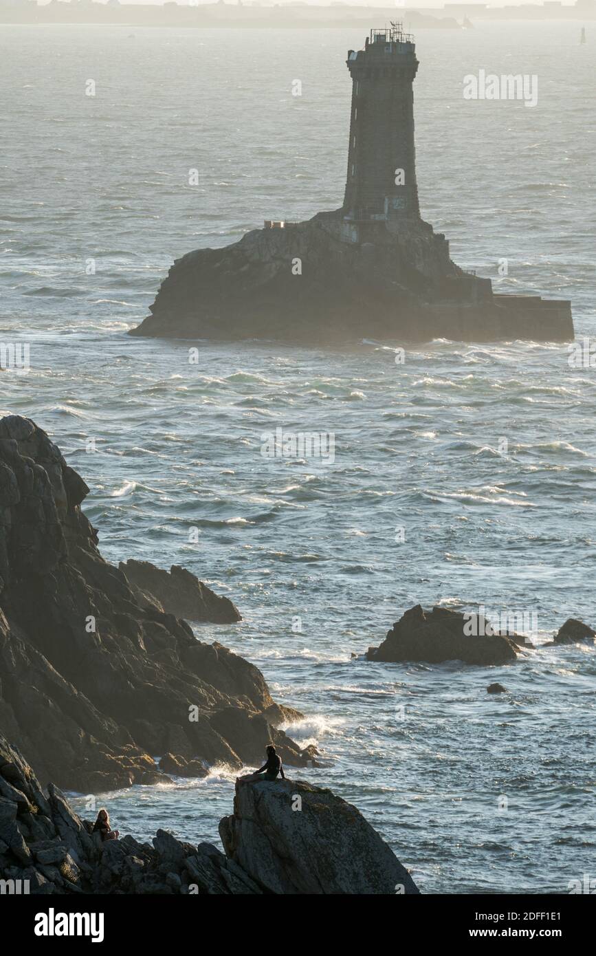 Lighthouse in the Pointe du Raz, Brittany, France, Europe Stock Photo ...
