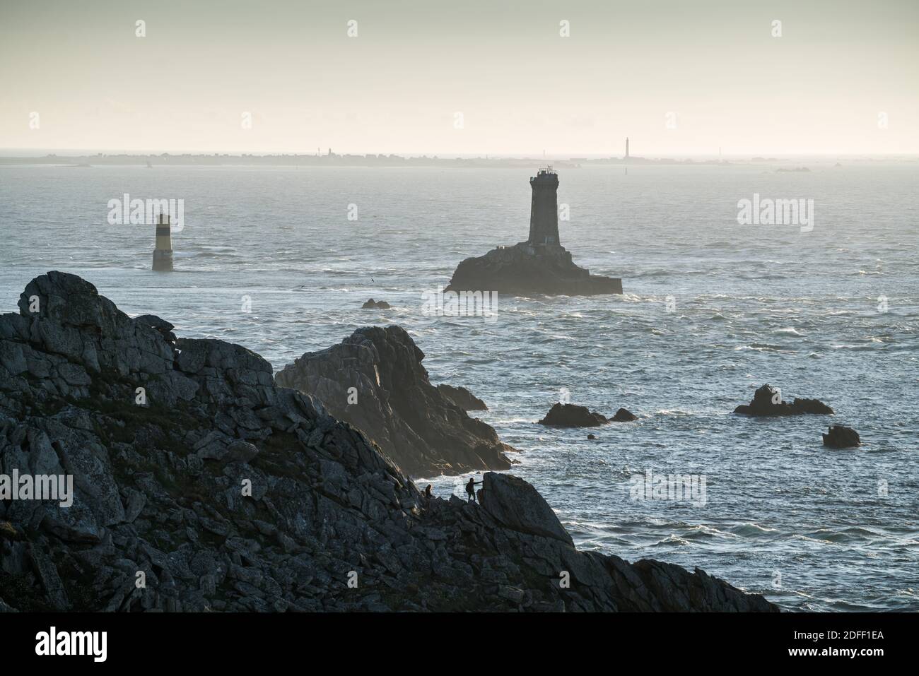 Lighthouse in the Pointe du Raz, Brittany, France, Europe Stock Photo ...