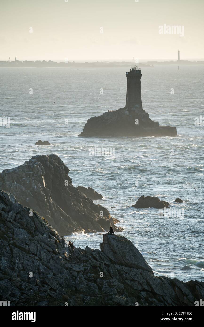 Lighthouse in the Pointe du Raz, Brittany, France, Europe Stock Photo ...