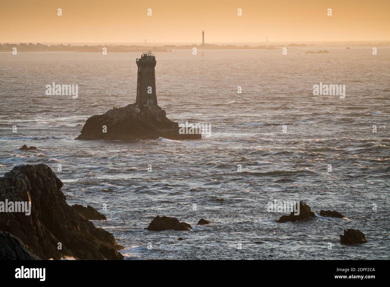 Lighthouse in the Pointe du Raz, Brittany, France, Europe Stock Photo ...