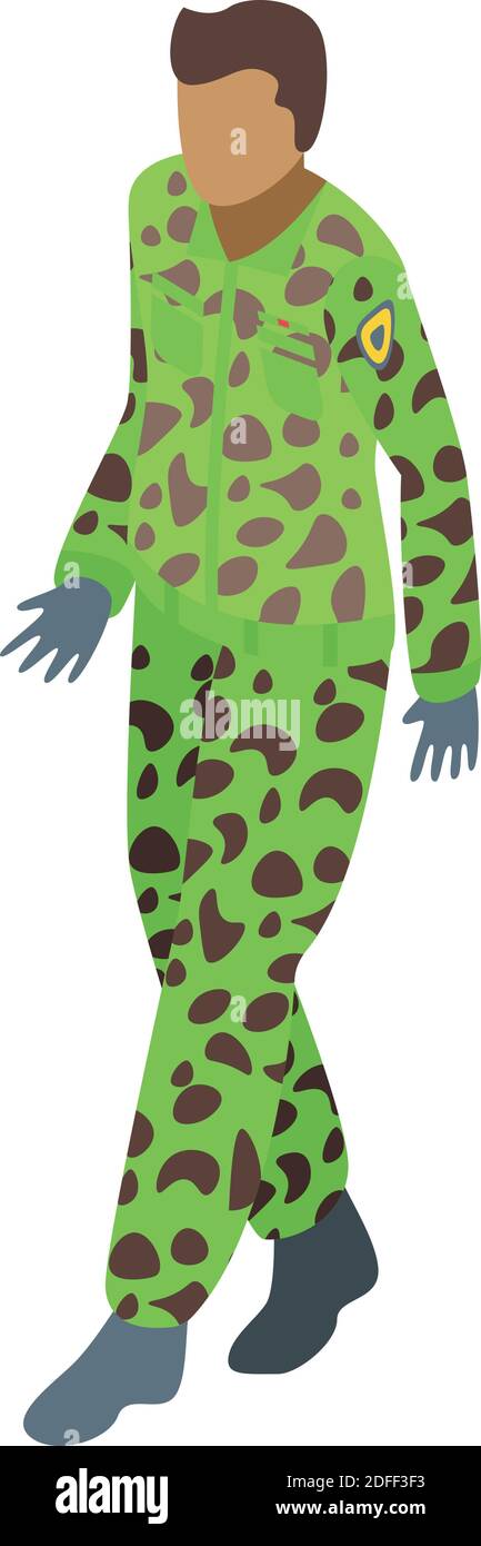 Military uniform green camo icon. Isometric of military uniform green ...