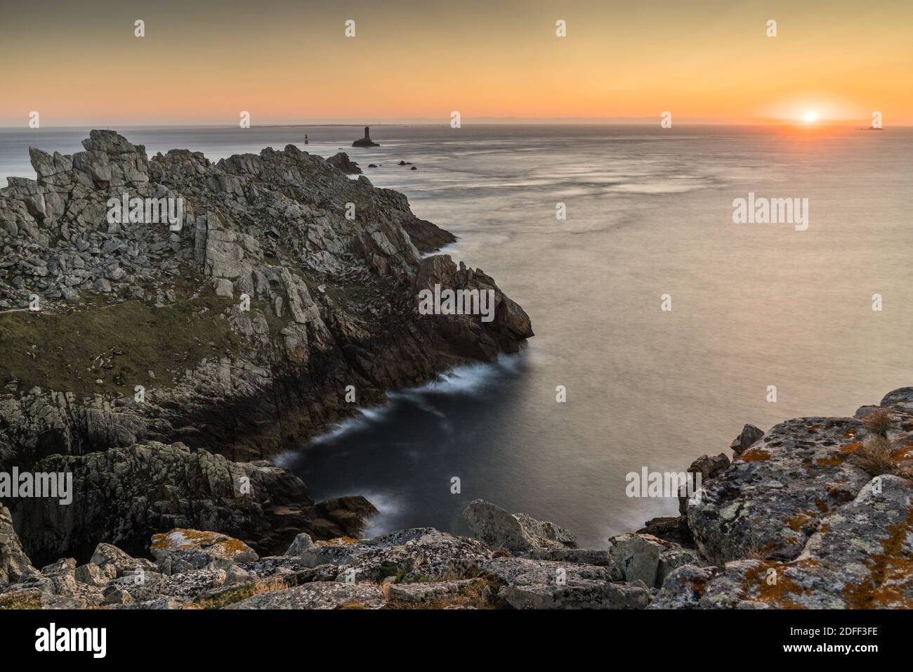 Lighthouse in the Pointe du Raz, Brittany, France, Europe Stock Photo ...
