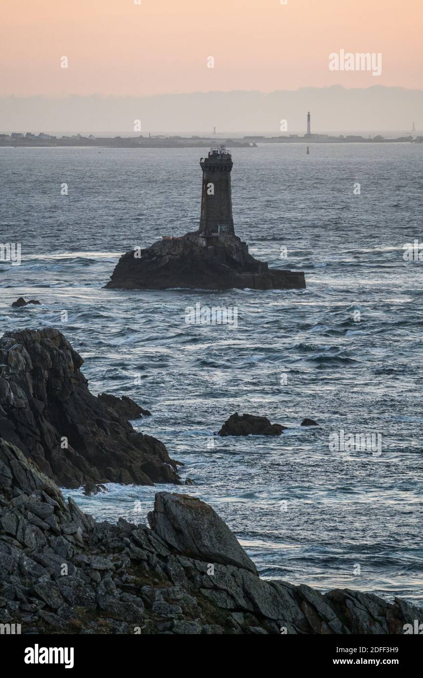 Lighthouse in the Pointe du Raz, Brittany, France, Europe Stock Photo ...