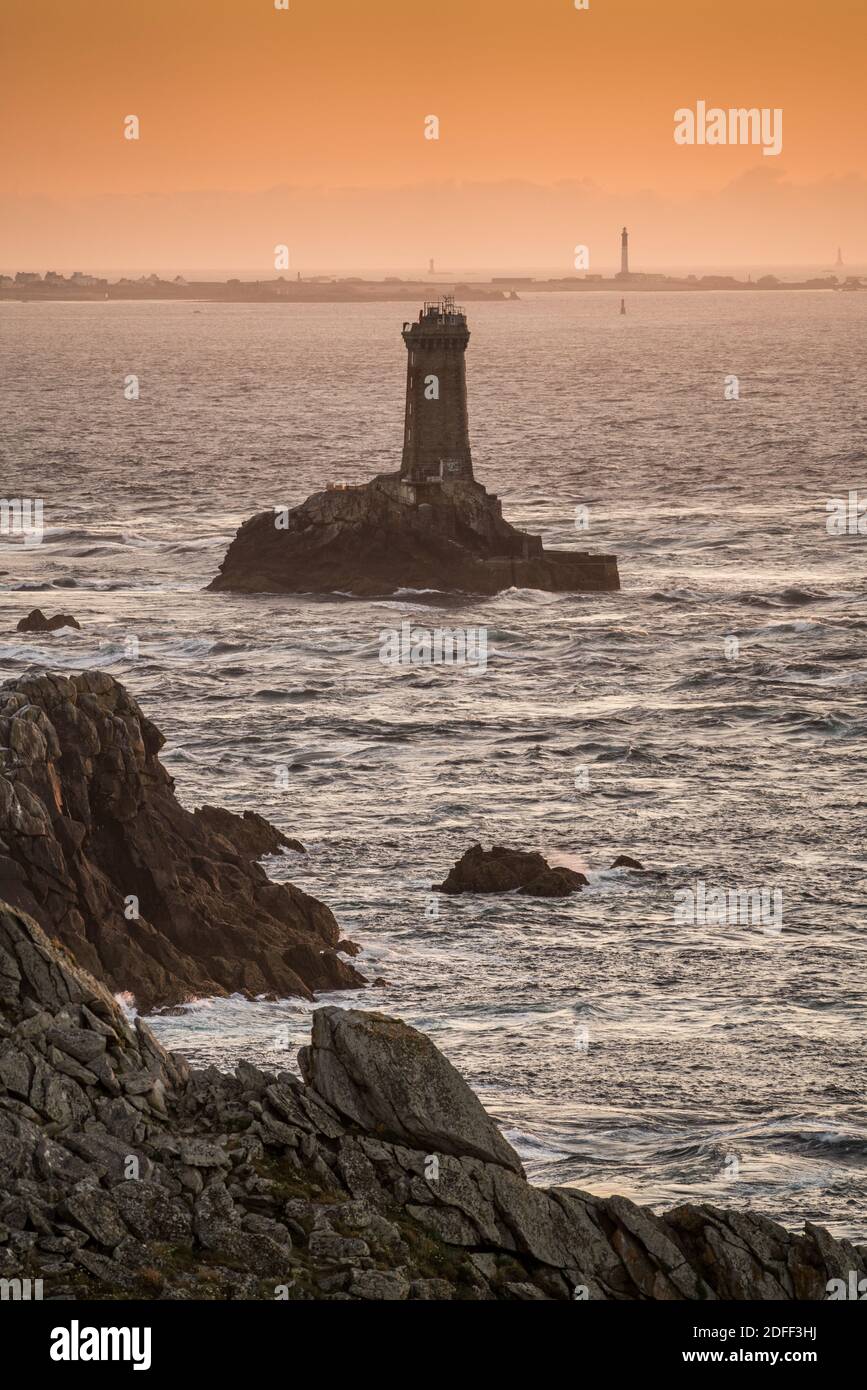 Lighthouse in the Pointe du Raz, Brittany, France, Europe Stock Photo ...