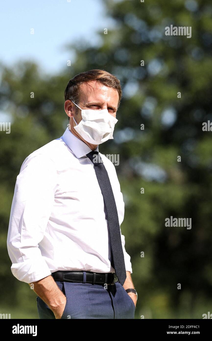 President Emmanuel Macron is seen, on July 22, 2020 at Chambord castle ...