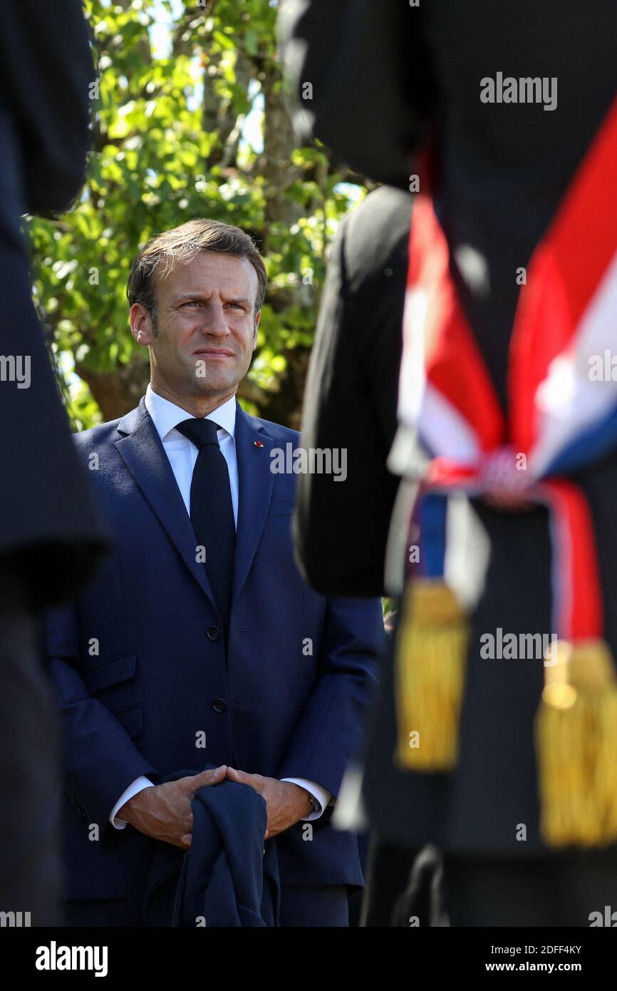 President Emmanuel Macron is seen, on July 22, 2020 at Chambord castle ...