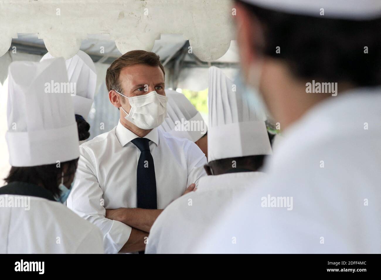 President Emmanuel Macron is seen, on July 22, 2020 at Chambord castle ...
