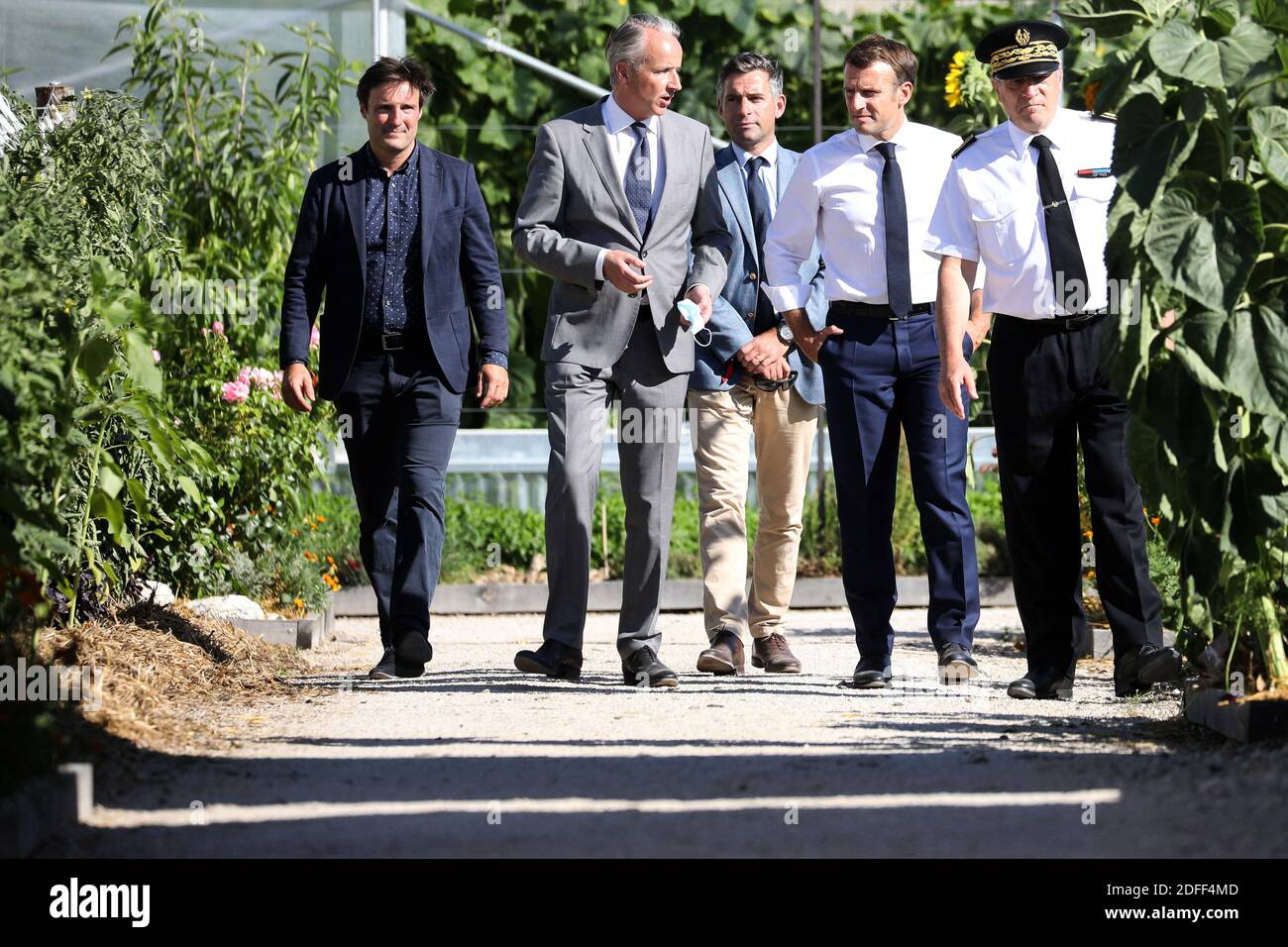 President Emmanuel Macron is seen, on July 22, 2020 at Chambord castle ...