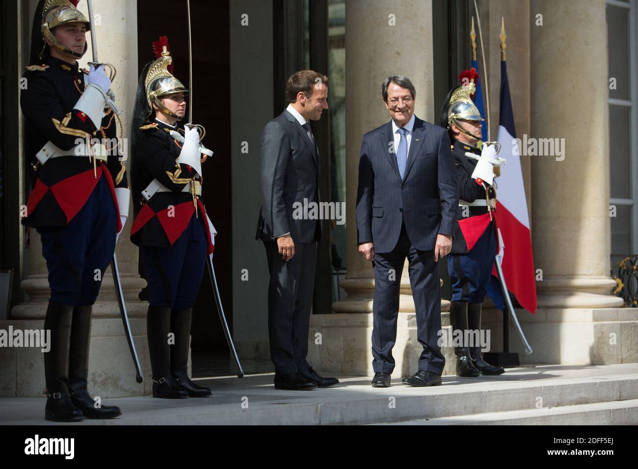 French President Emmanuel Macron and his Cyprus’ counterpart Nicos ...