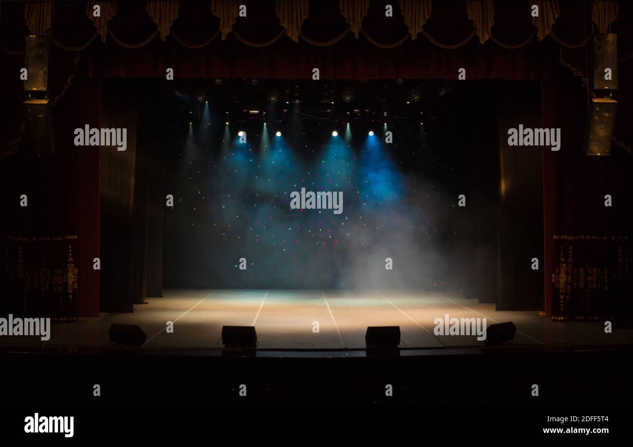 Theater lights spotlights over the stage, texture background for design ...