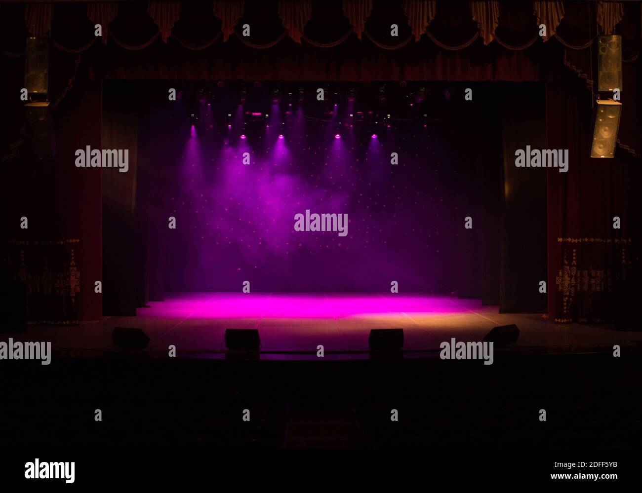 Theater lights spotlights over the stage, texture background for design ...