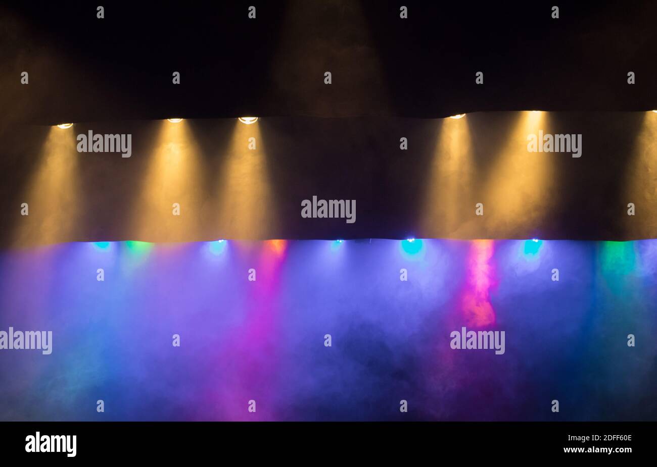 Theatrical scene without actors, scenic light and smoke Stock Photo - Alamy