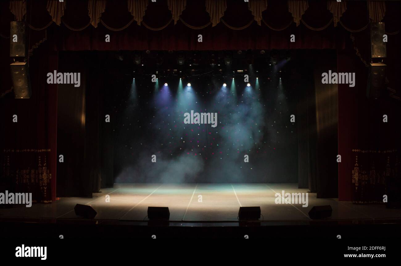 Theater lights spotlights over the stage, texture background for design ...