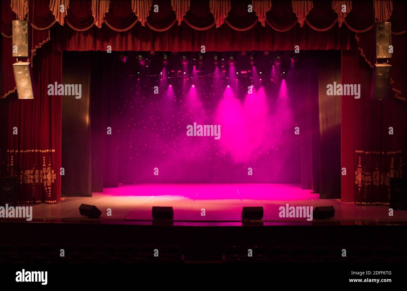 Theater lights spotlights over the stage, texture background for design ...